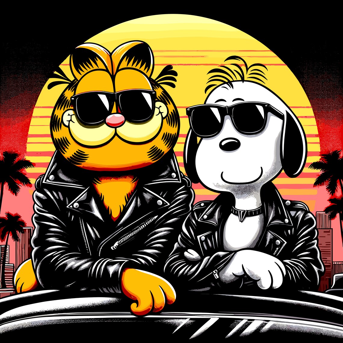 Garfield and Snoopy Just Chilling Digital Design - Etsy