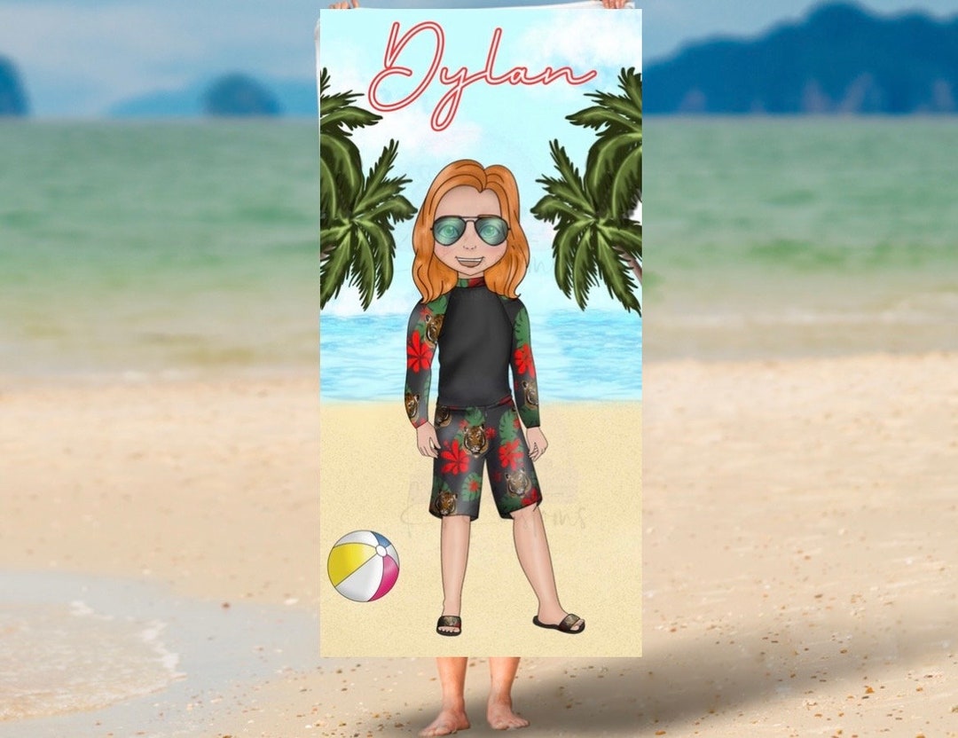 Teen Boy Shorts & Rash Guard Bathing Suit Character Doll Beach Towel ...