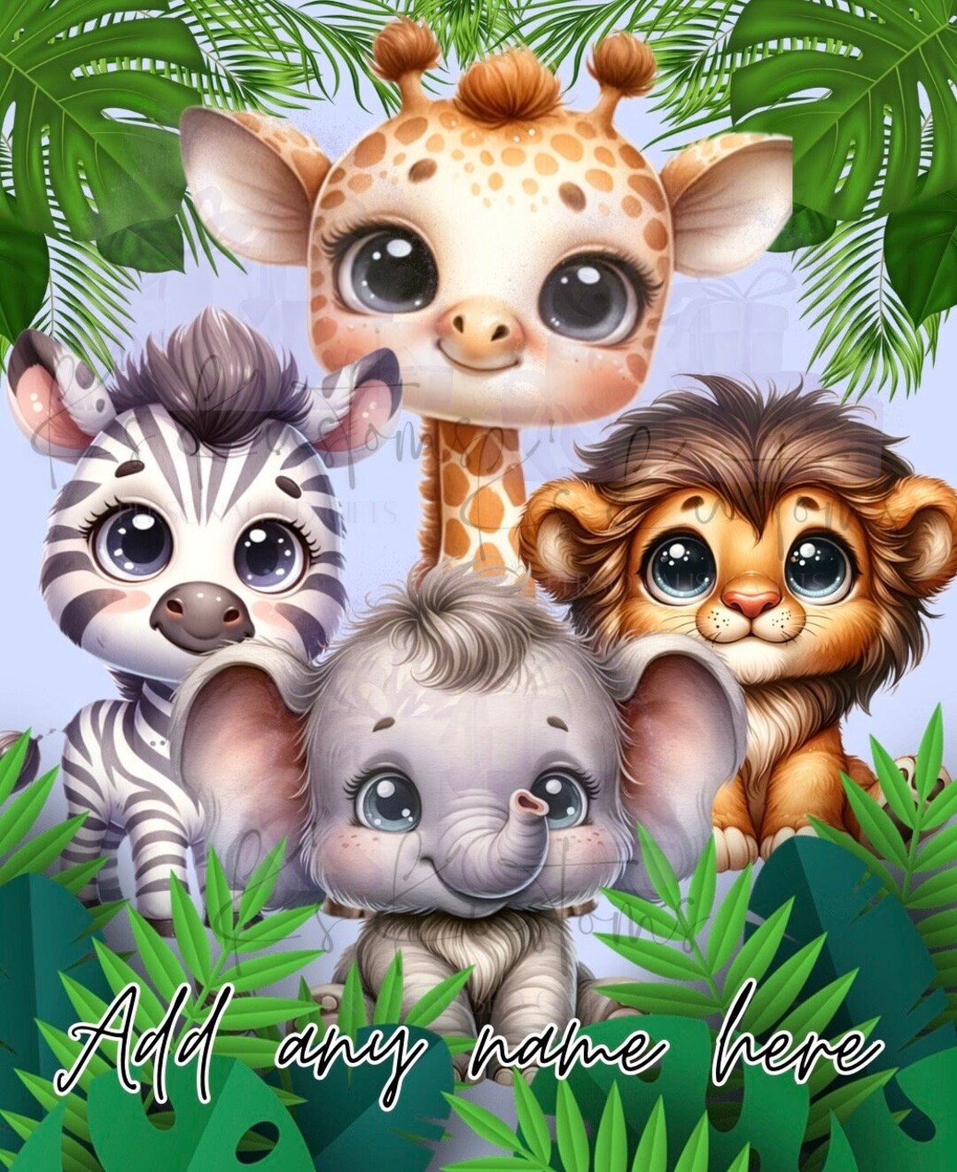 Baby Safari Jungle Animals Personalised Fleece Blanket / Movie Blanket ...