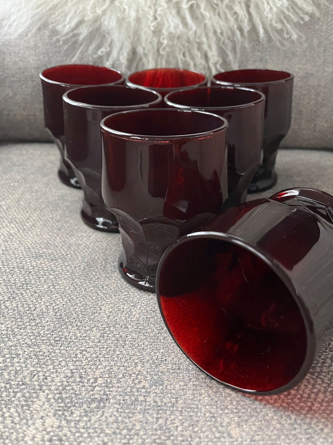 Ruby Red Honeycomb Glassware - Etsy