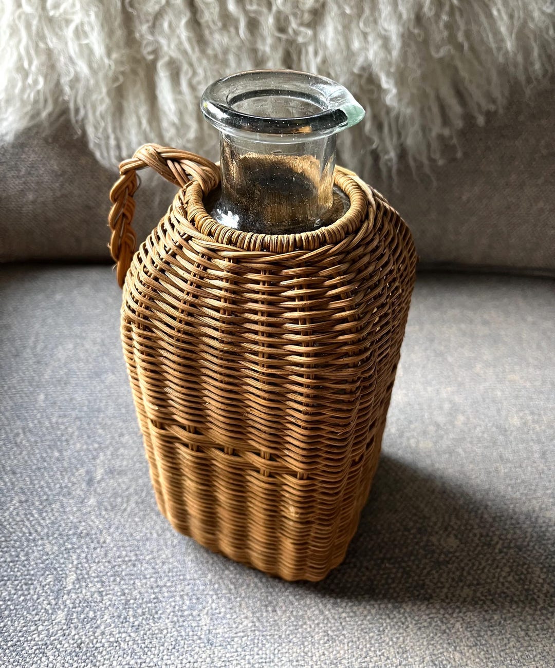 Wicker Wrapped Glass Jug - Etsy