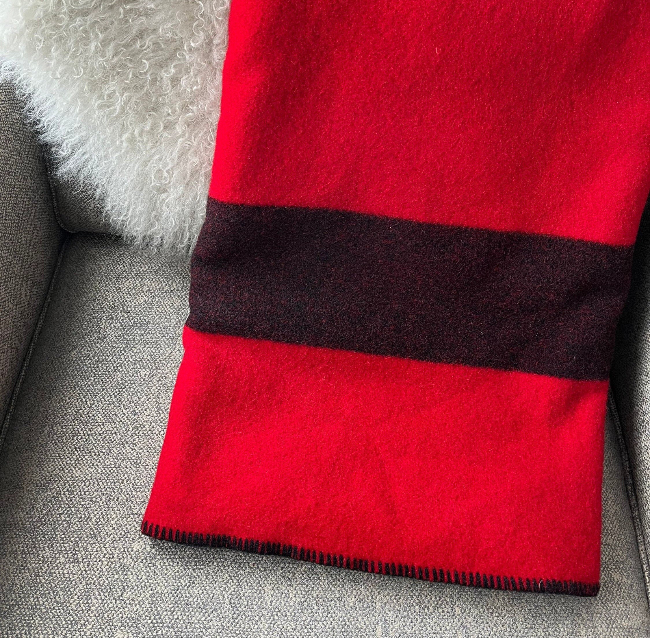 Red Whipstitched Wool Throw With Black Stripes - Etsy