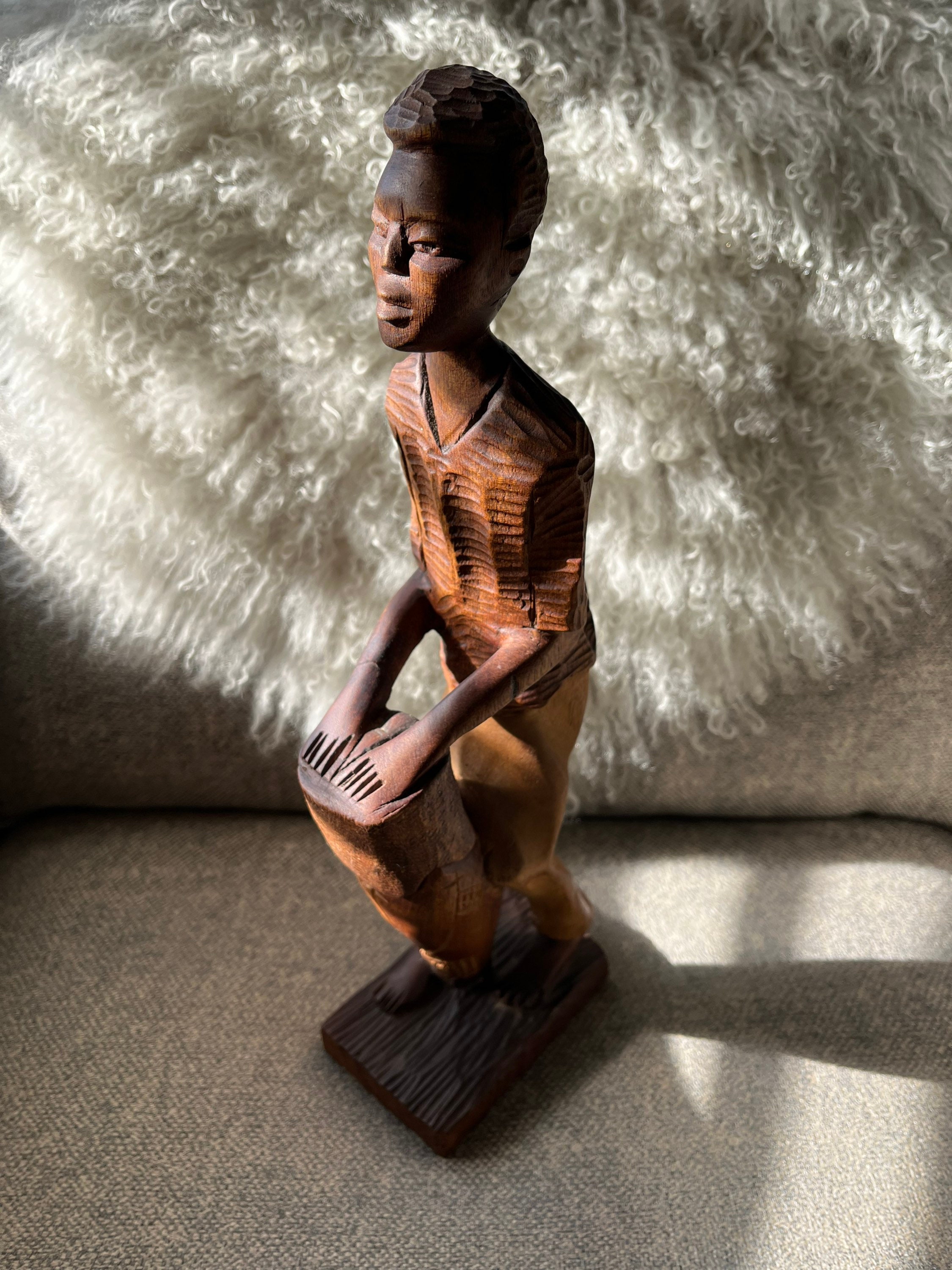 African Drummer Carved Wood Figure - Etsy