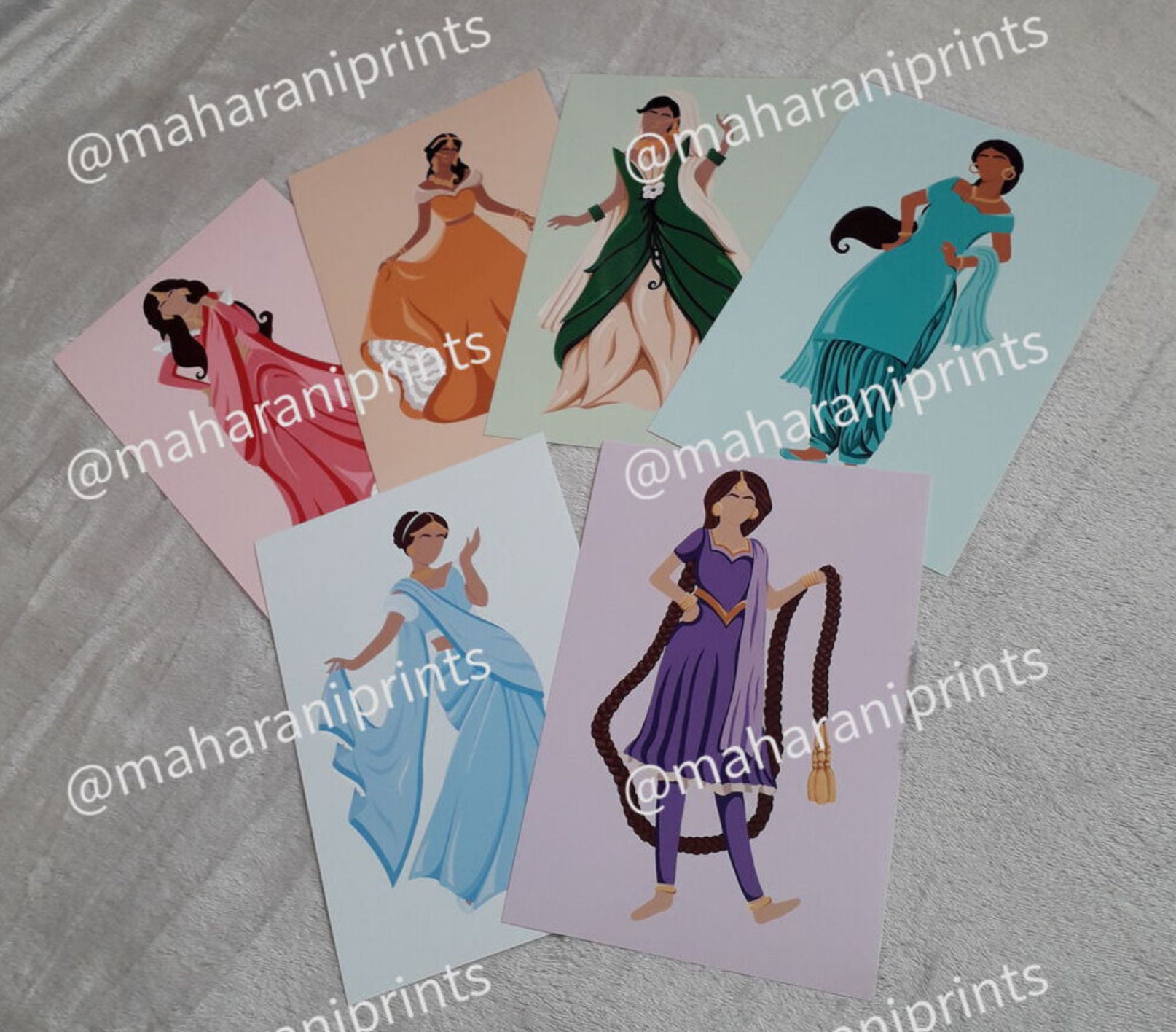 Indian Cinderella Princess - Original Artwork Print - 20 by 14 Cm and ...