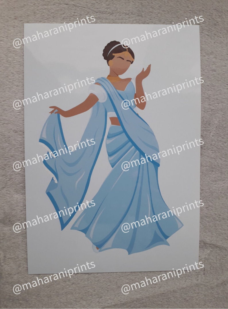 Indian Cinderella Princess - Original Artwork Print - 20 by 14 Cm and ...