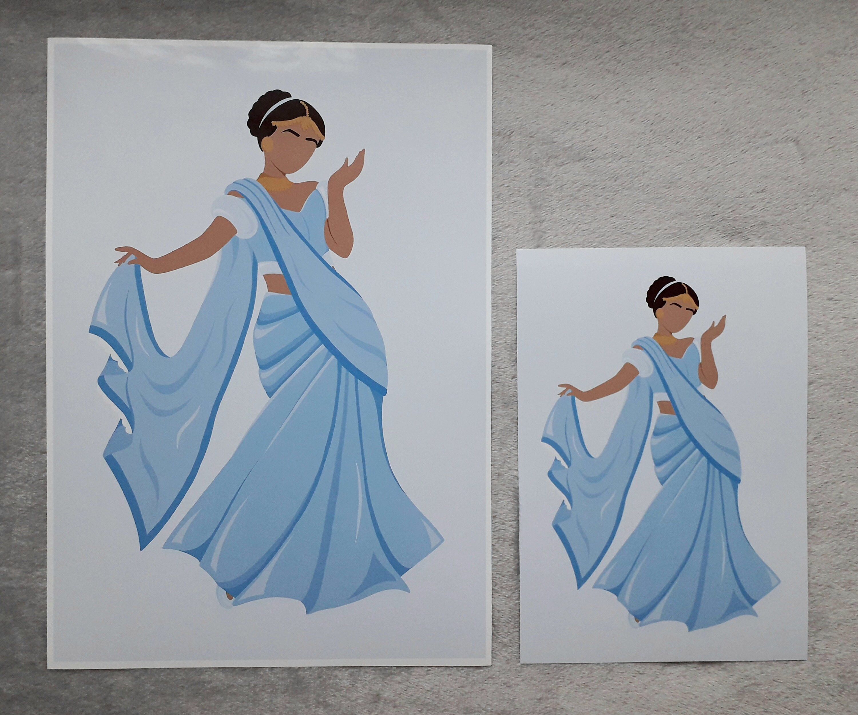 Indian Cinderella Princess - Original Artwork Print - 20 by 14 Cm and ...