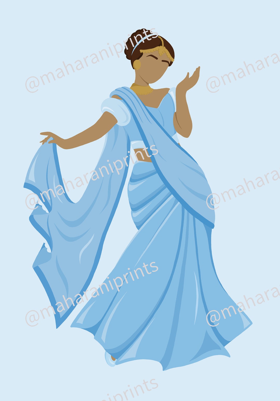 Indian Cinderella Princess - Original Artwork Print - 20 by 14 Cm and ...