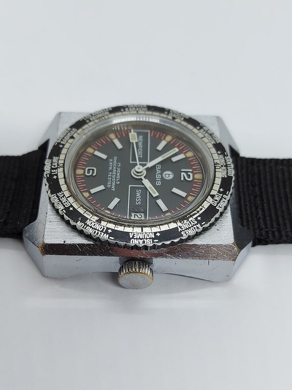Vintage 1960 Basis World Time Manual Diver Men's Watc… - Gem