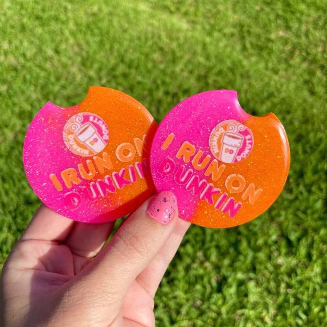 I Run on Dunkin Car Coasters (set of 2) - Etsy