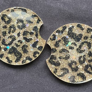 Gold Sparkle Cheetah Print Car Coasters (set of 2) - Etsy