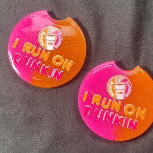 I Run on Dunkin Car Coasters (set of 2) - Etsy