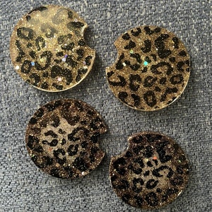 Gold Sparkle Cheetah Print Car Coasters (set of 2) - Etsy