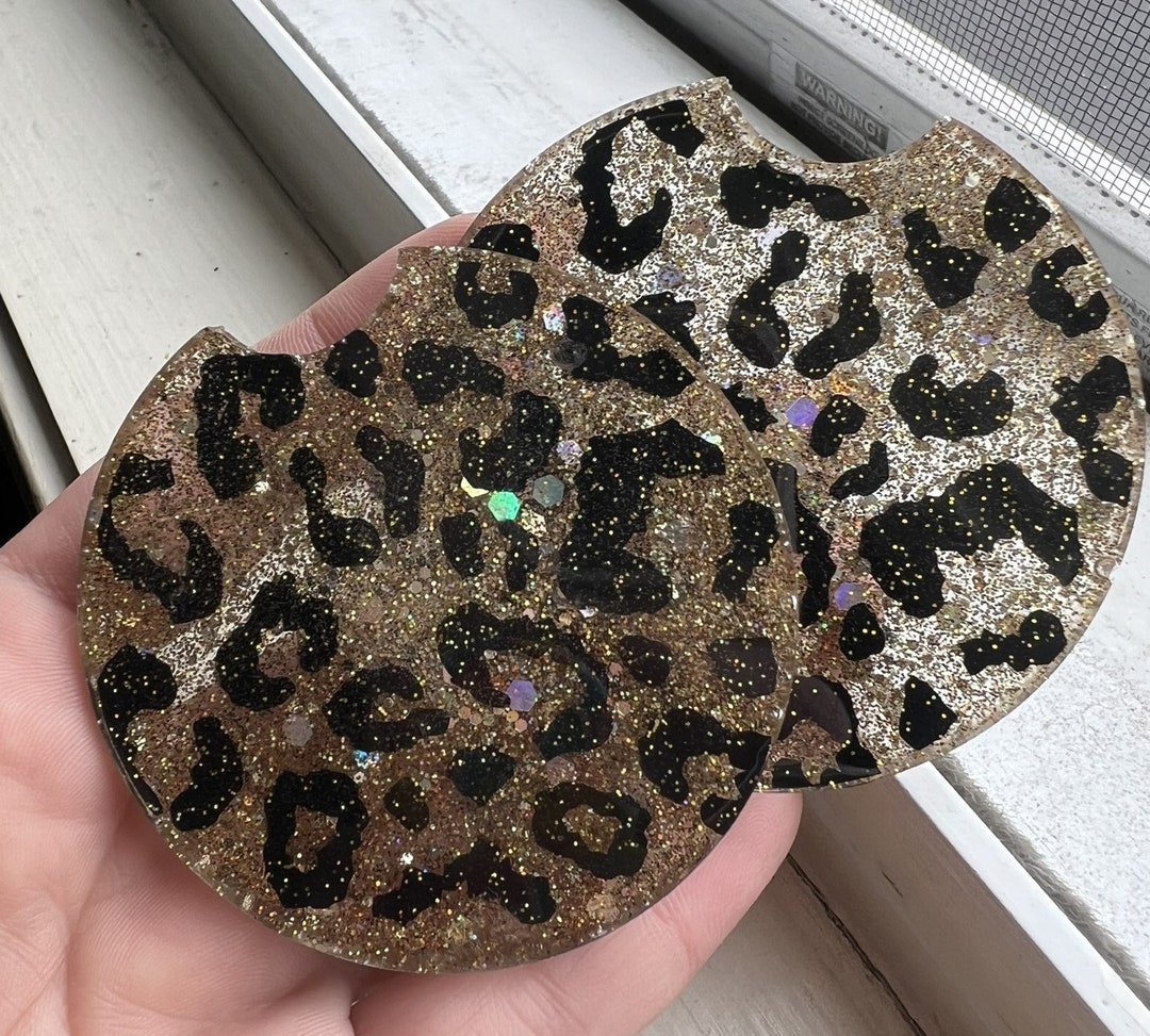 Gold Sparkle Cheetah Print Car Coasters (set of 2) - Etsy