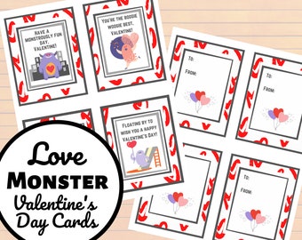 Printable Monster Classroom Valentine Cards Monster - Etsy