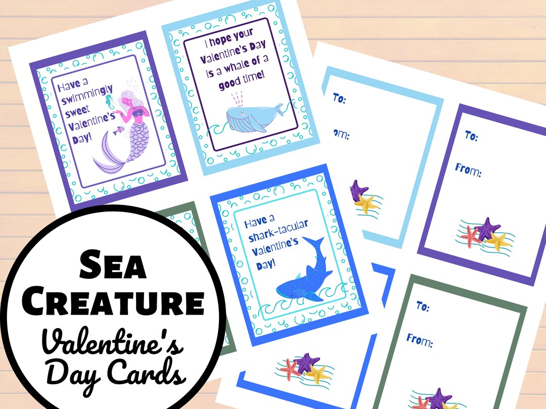 Sea Creature Valentines, Mermaid Valentines, Valentines, Kids ...