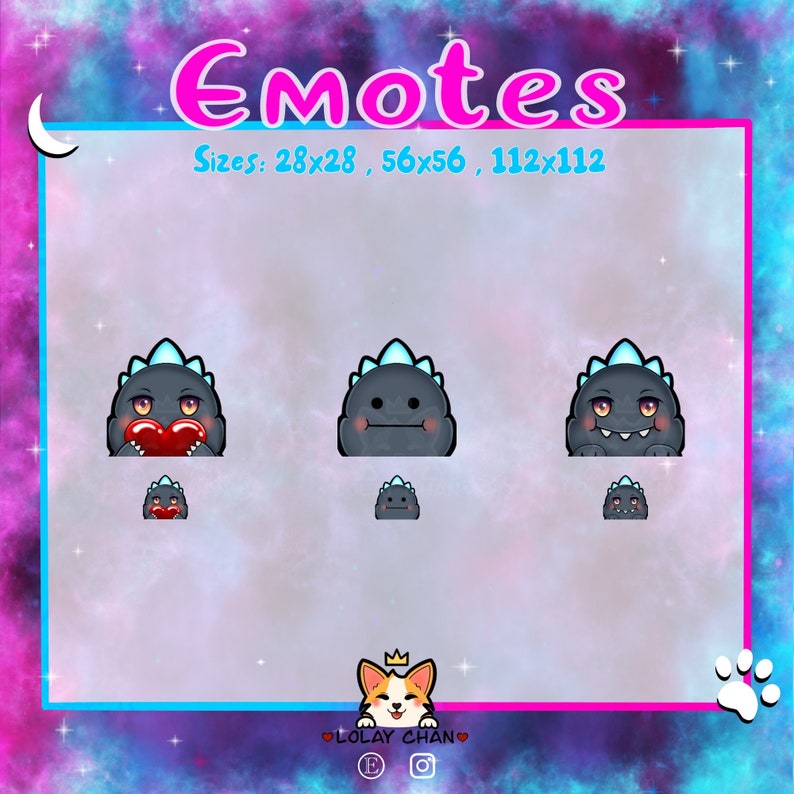 3x Twitch Emote Godzilla Emotes, Cute Kaiju Monster, Dinosaur Premade ...