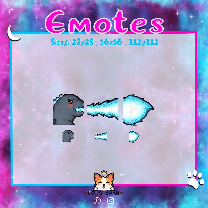 3x Twitch Emote Godzilla Flame Emote, Kaiju Monster Emote, Dinosaur ...