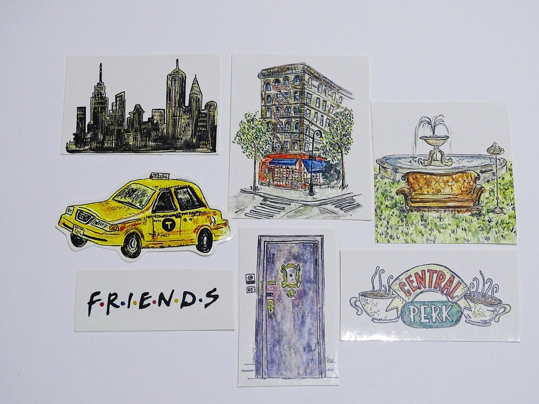 Friends TV Series Stickers Pack of 8, Hand-painted Illustrations, New ...