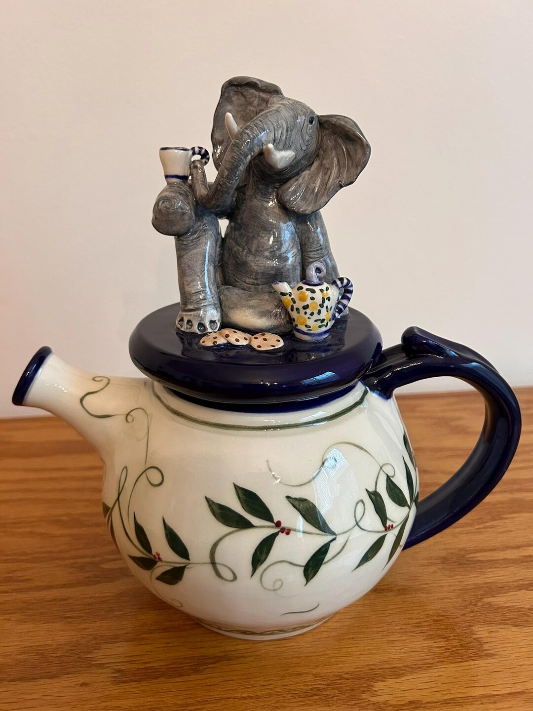 Vintage Ceramic Tea Pot - Tea Time for Elephants - Etsy