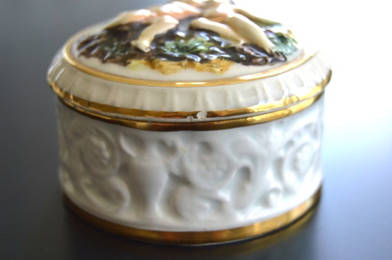 Vintage R. Capodimonte Porcelain Trinket Vanity Ring … - Gem