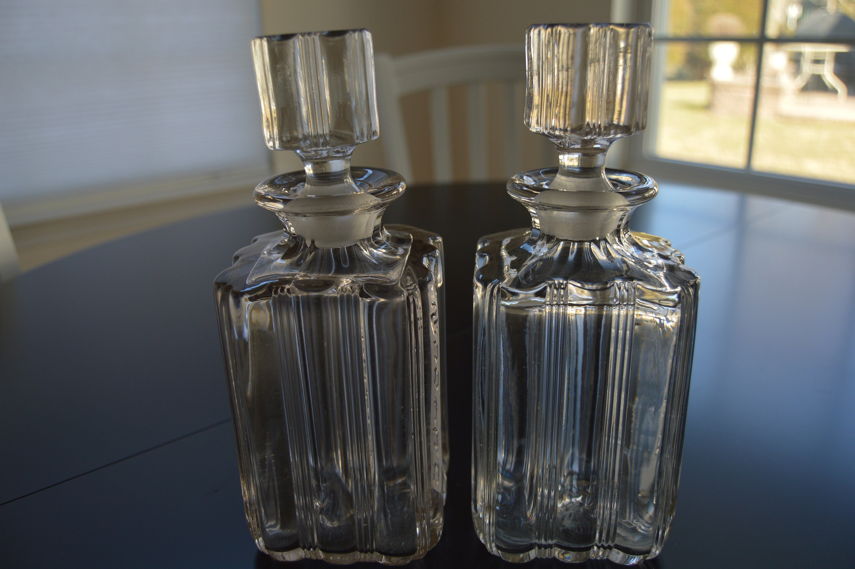 Vintage Fostoria Sunray Scotch and Rye Decanters With Stoppers - Etsy