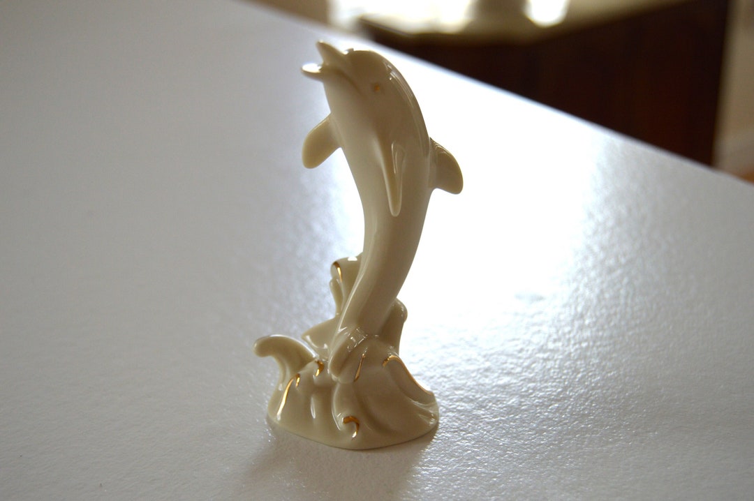 Lenox Dolphin Statue, Porcelain Jumping Dolphin Figurine With Gold Trim ...