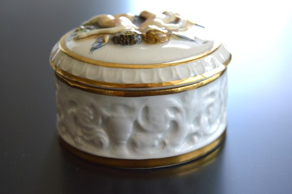 Vintage R. Capodimonte Porcelain Trinket Vanity Ring … - Gem