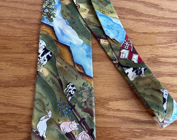 Men's Vintage Tie - Alexander Henry Farm Scene - Ruff Boy - RARE - Etsy