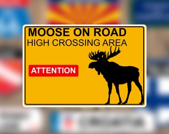Moose Traffic Sign - Etsy