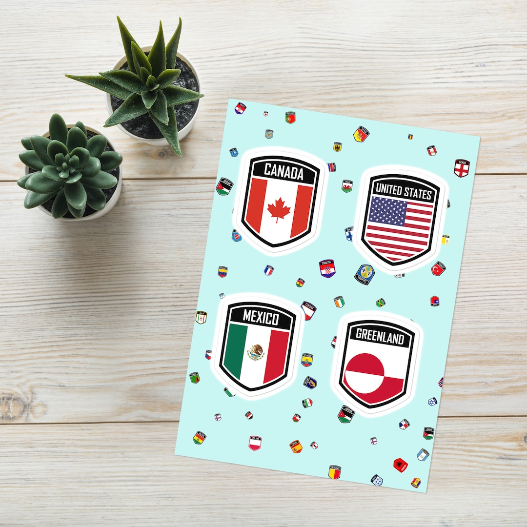 North America Emblem Sticker Pack: Canada, USA, Mexico & Greenland - Etsy