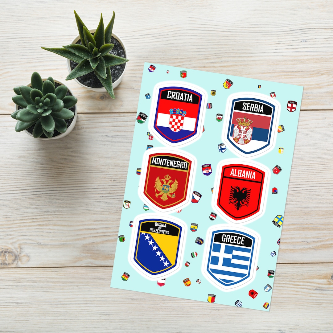 Balkan Flag Emblem Sticker Pack 1: Croatia, Serbia, Montenegro, Albania ...