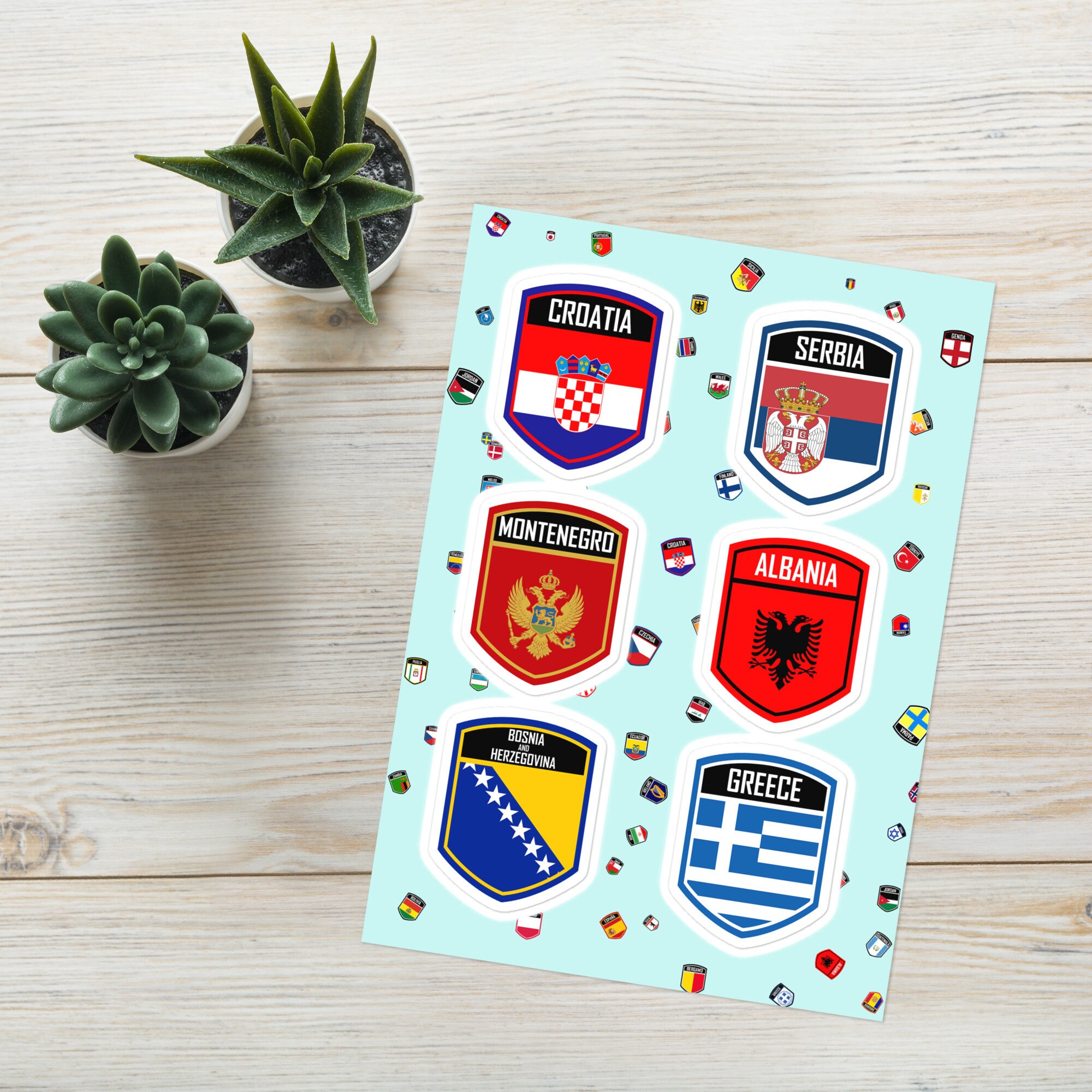 Balkan Flag Emblem Sticker Pack 1: Croatia, Serbia, Montenegro, Albania ...