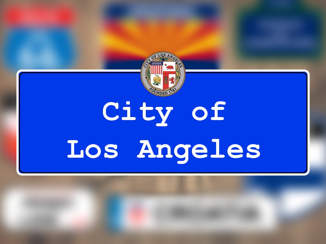 City of Los Angeles Welcome Sign Stickers | Los Angeles Road Sign - Etsy