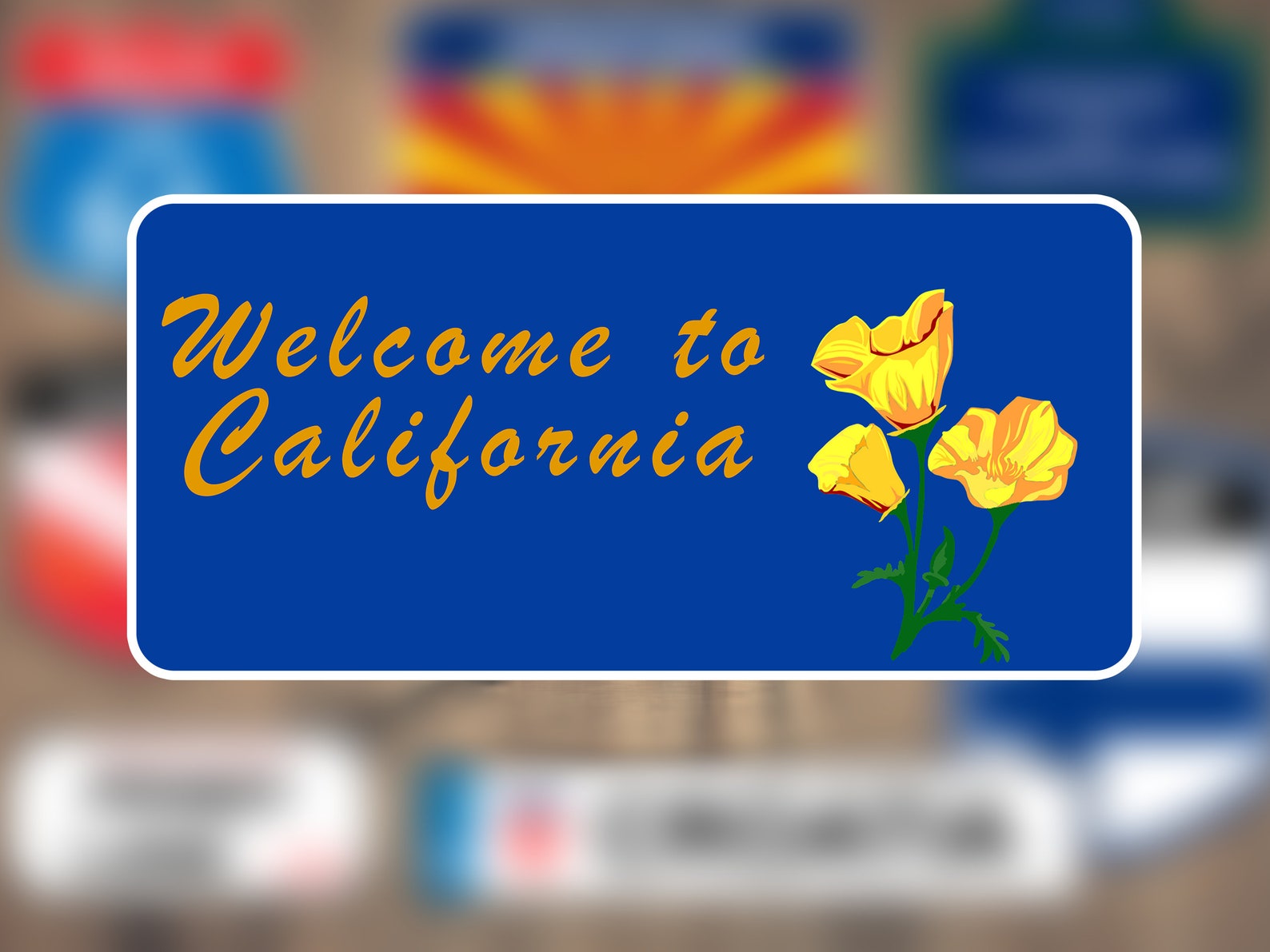 Welcome to California Sign Stickers | California Welcome Sign Sticker ...