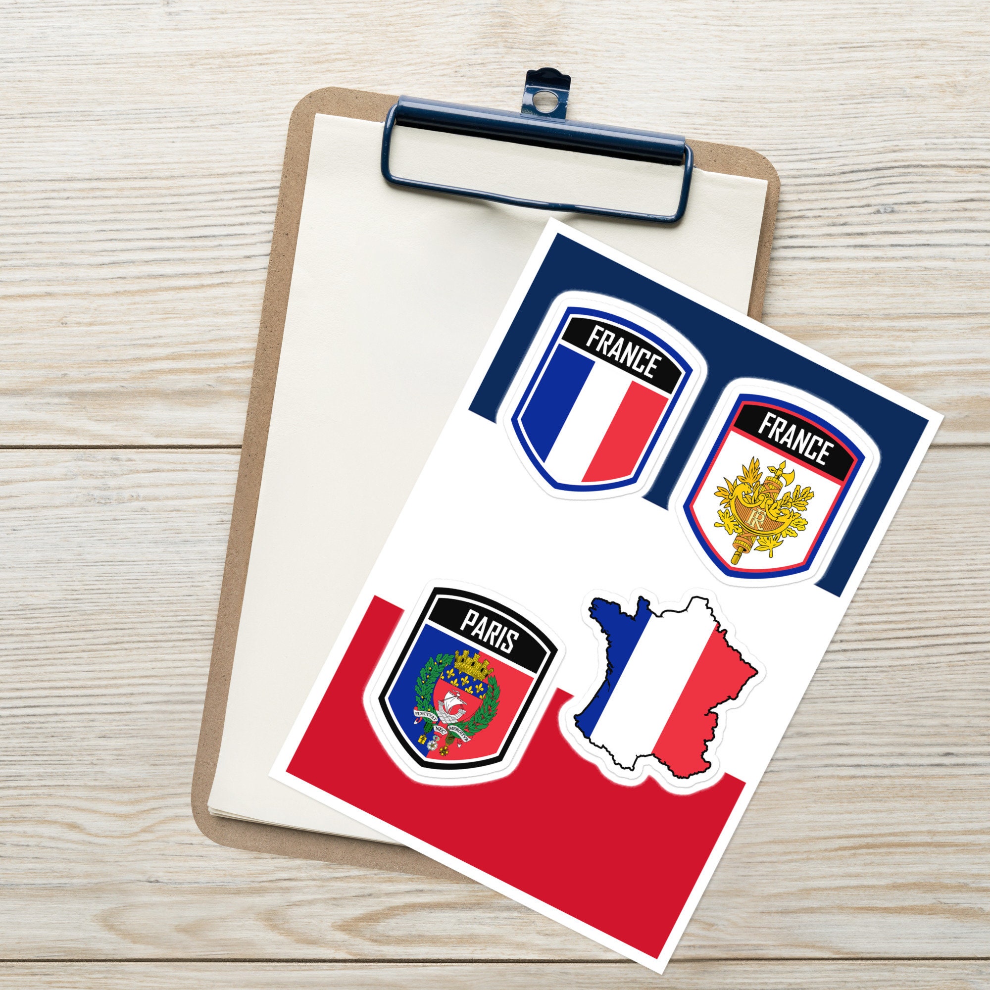 French Sticker Pack: Flag Emblems, Map, Coat of Arms and Paris Flag - Etsy
