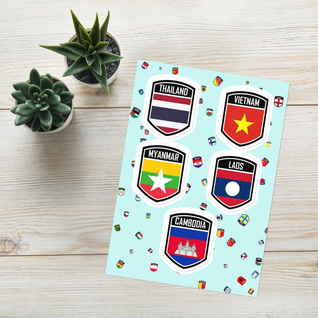 Southeast Asia Emblem Sticker Pack 2: Thailand, Vietnam, Myanmar & More ...