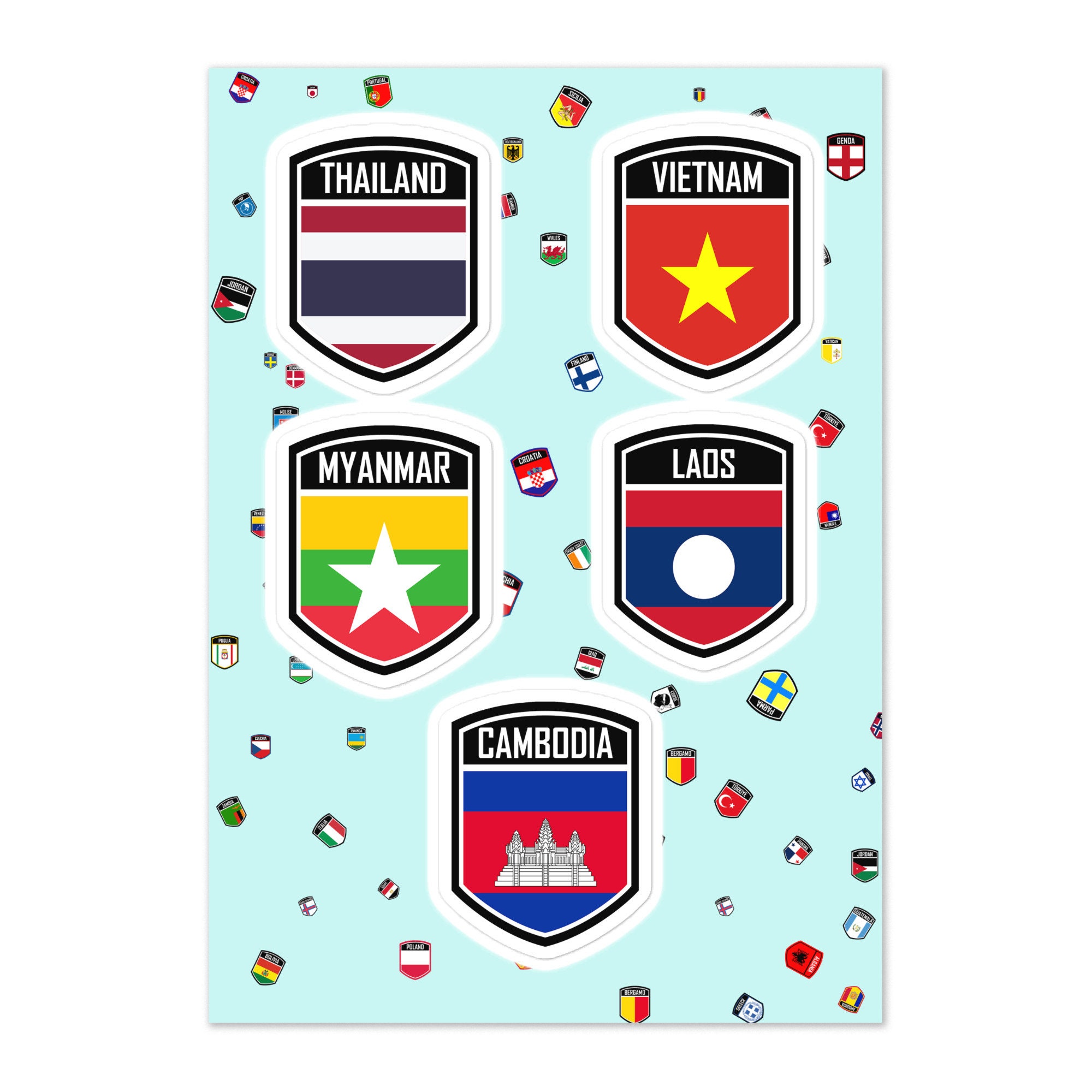 Southeast Asia Emblem Sticker Pack 2: Thailand, Vietnam, Myanmar & More ...
