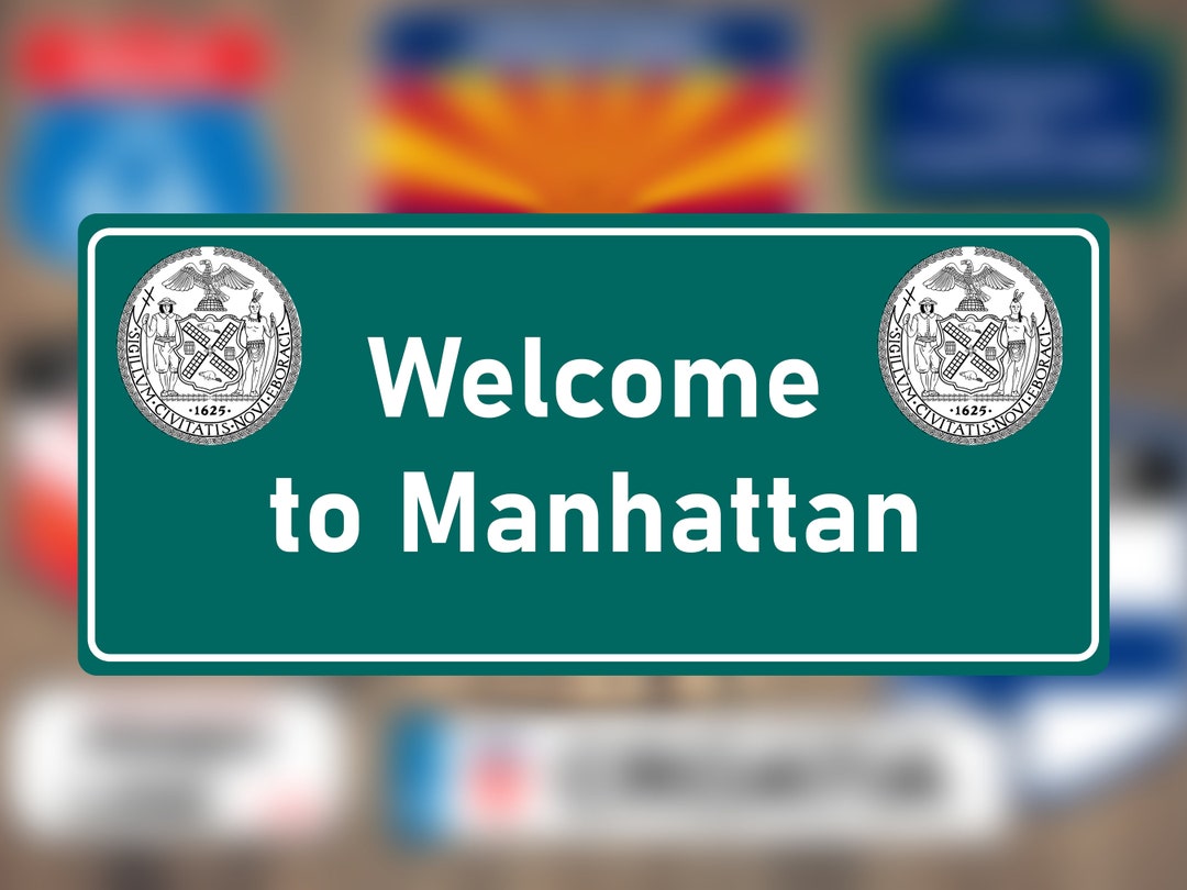 Welcome to Manhattan Road Sign Stickers | Manhattan New York Traffic ...