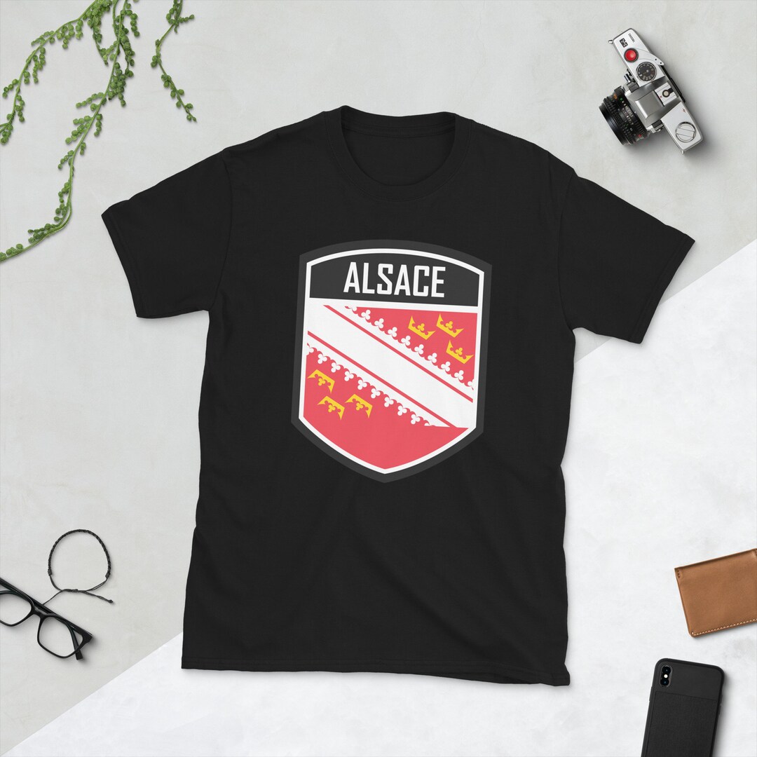 Alsace France Flag Emblem T-shirt - Short-sleeve Unisex Tee for French ...
