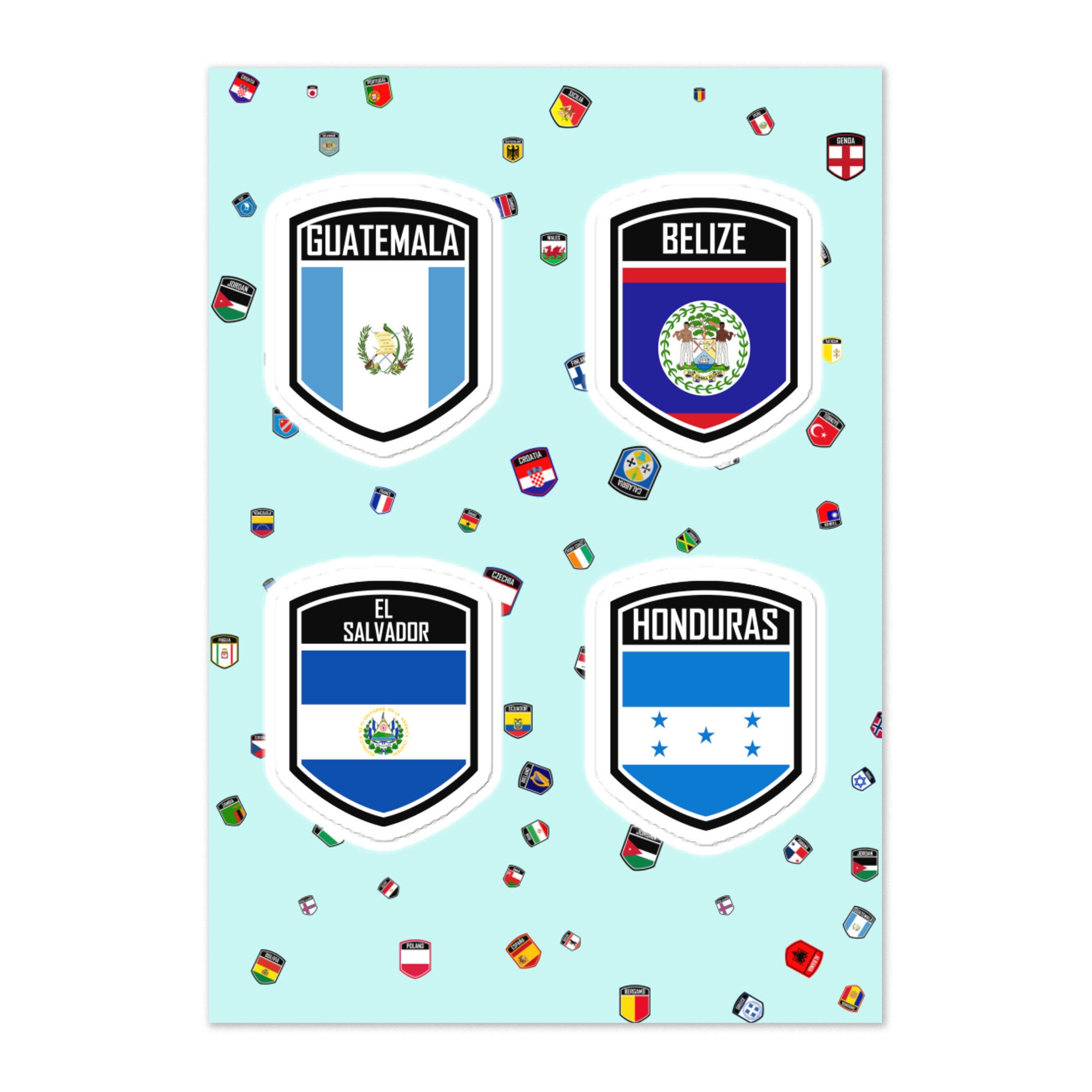 Central America Emblem Sticker Pack 1: Guatemala, Belize, El Salvador ...