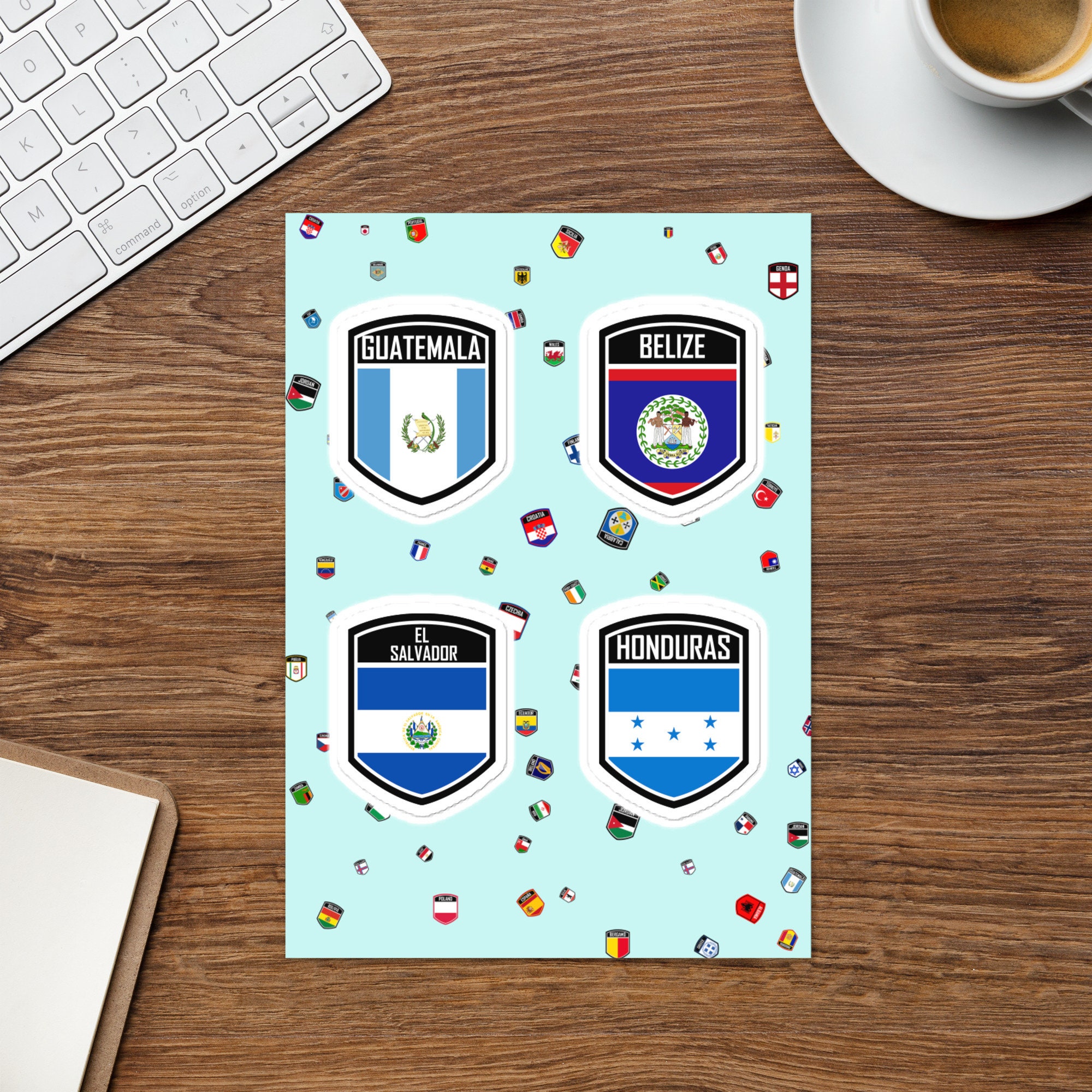 Central America Emblem Sticker Pack 1: Guatemala, Belize, El Salvador ...
