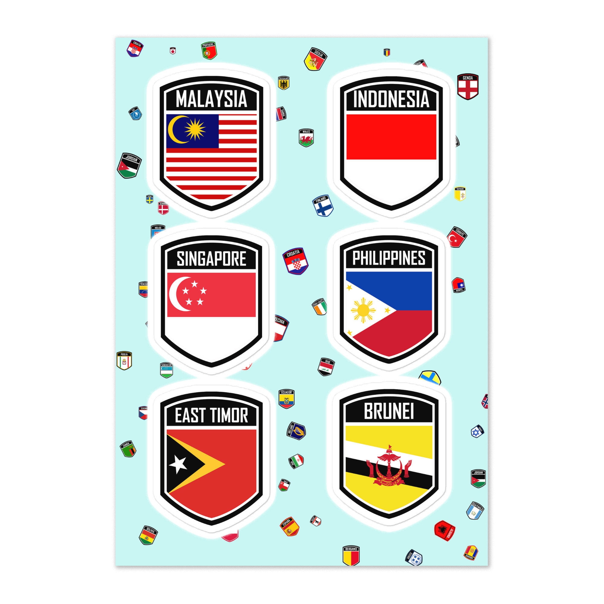 Southeast Asia Emblem Sticker Pack 1: Malaysia, Indonesia, Singapore ...