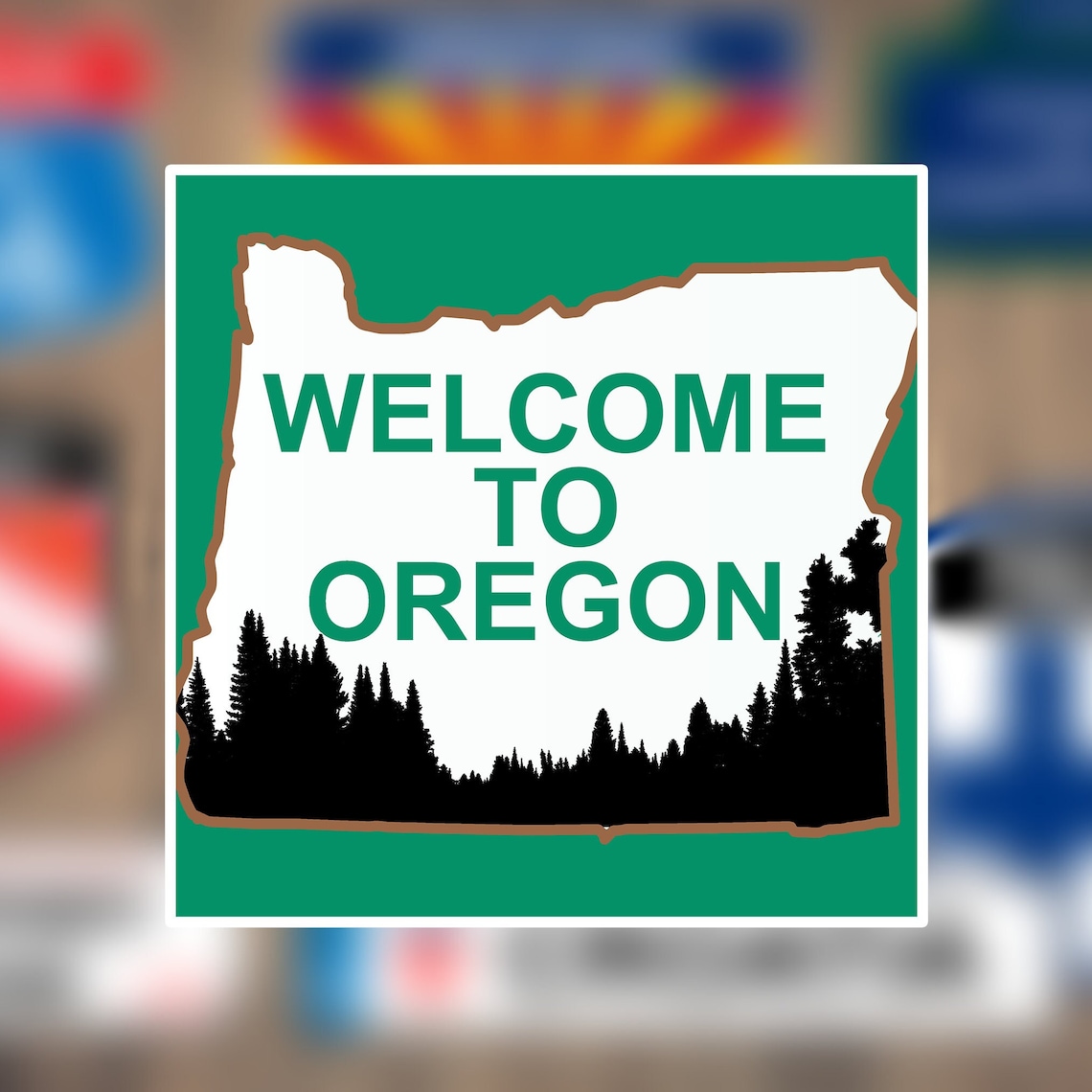 Welcome to Oregon State Road Sign Sticker | Oregon Traffic Sign - Etsy
