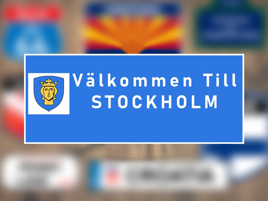 Welcome to Stockholm Sweden Road Sign Stickers | Sweden Highway Sign - Etsy