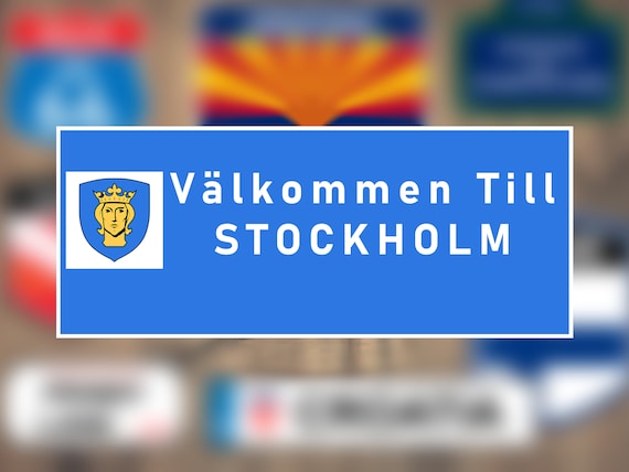 Welcome to Stockholm Sweden Road Sign Stickers Sweden - Etsy