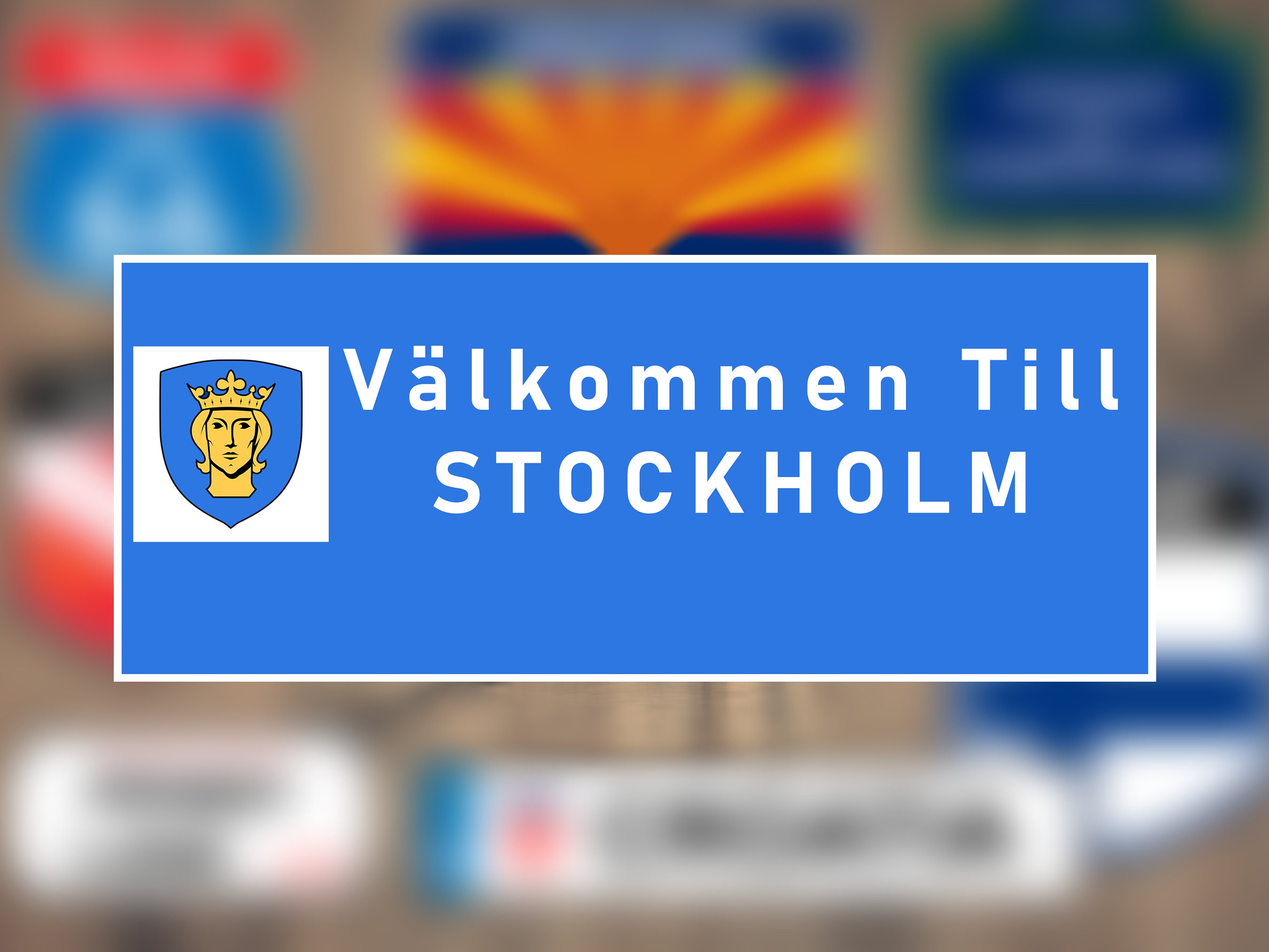 Welcome to Stockholm Sweden Road Sign Stickers | Sweden Highway Sign - Etsy