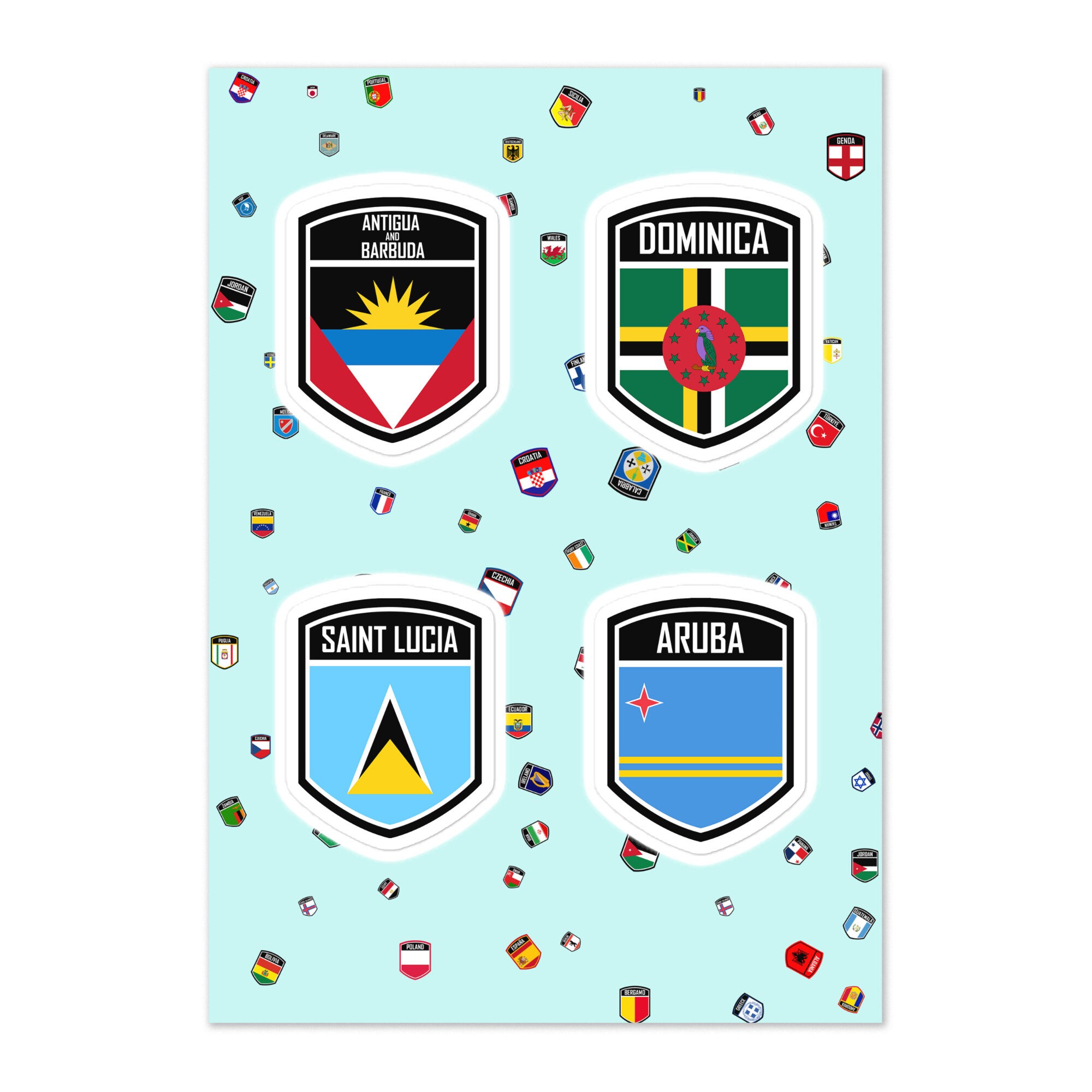 Caribbean Emblem Sticker Pack 2: Antigua and Barbuda, Dominica, St ...