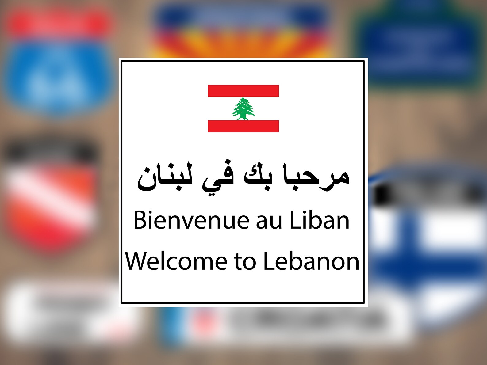 Welcome to Lebanon Sign Stickers - Multilingual Traffic Sign Decals - Etsy