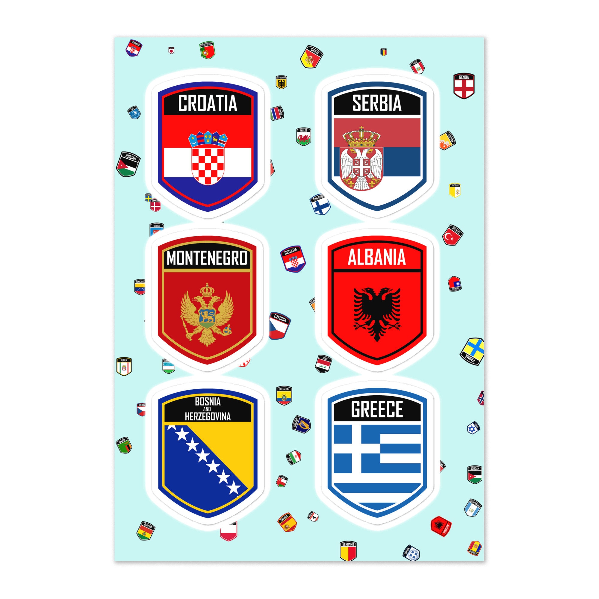 Balkan Flag Emblem Sticker Pack 1: Croatia, Serbia, Montenegro, Albania ...