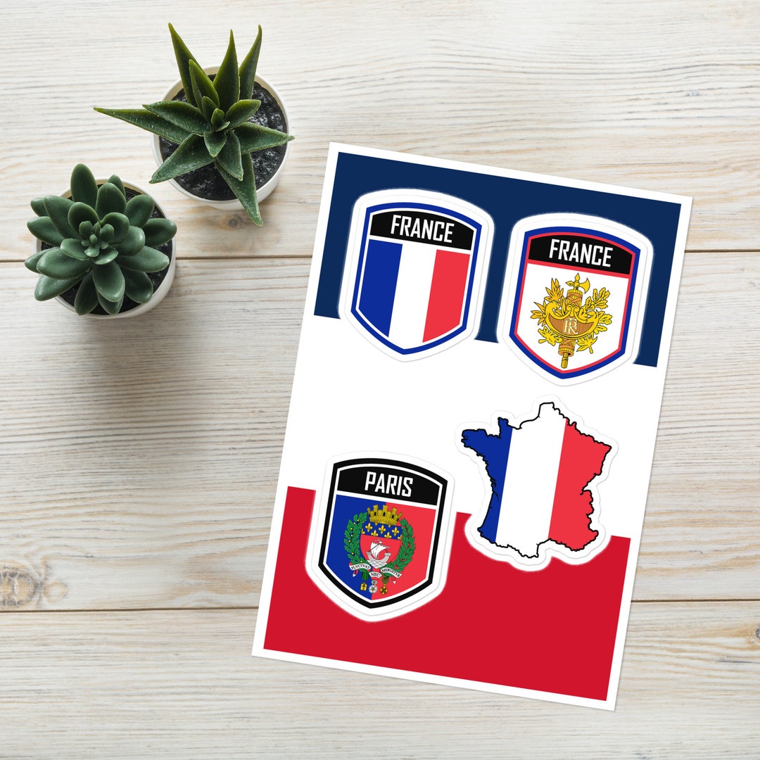 French Sticker Pack: Flag Emblems, Map, Coat of Arms and Paris Flag - Etsy